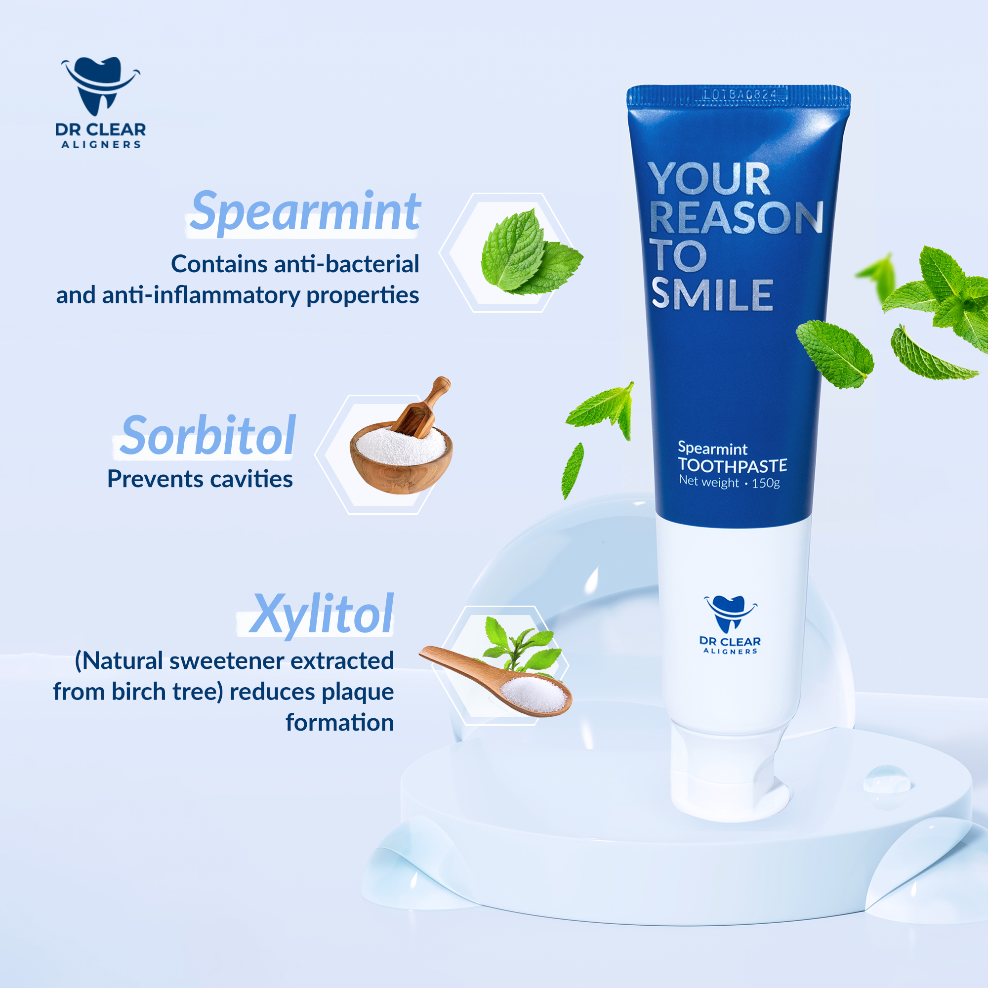 Dr Clear Aligners Spearmint Toothpaste (Pre Order) - Dr Clear Aligners MY