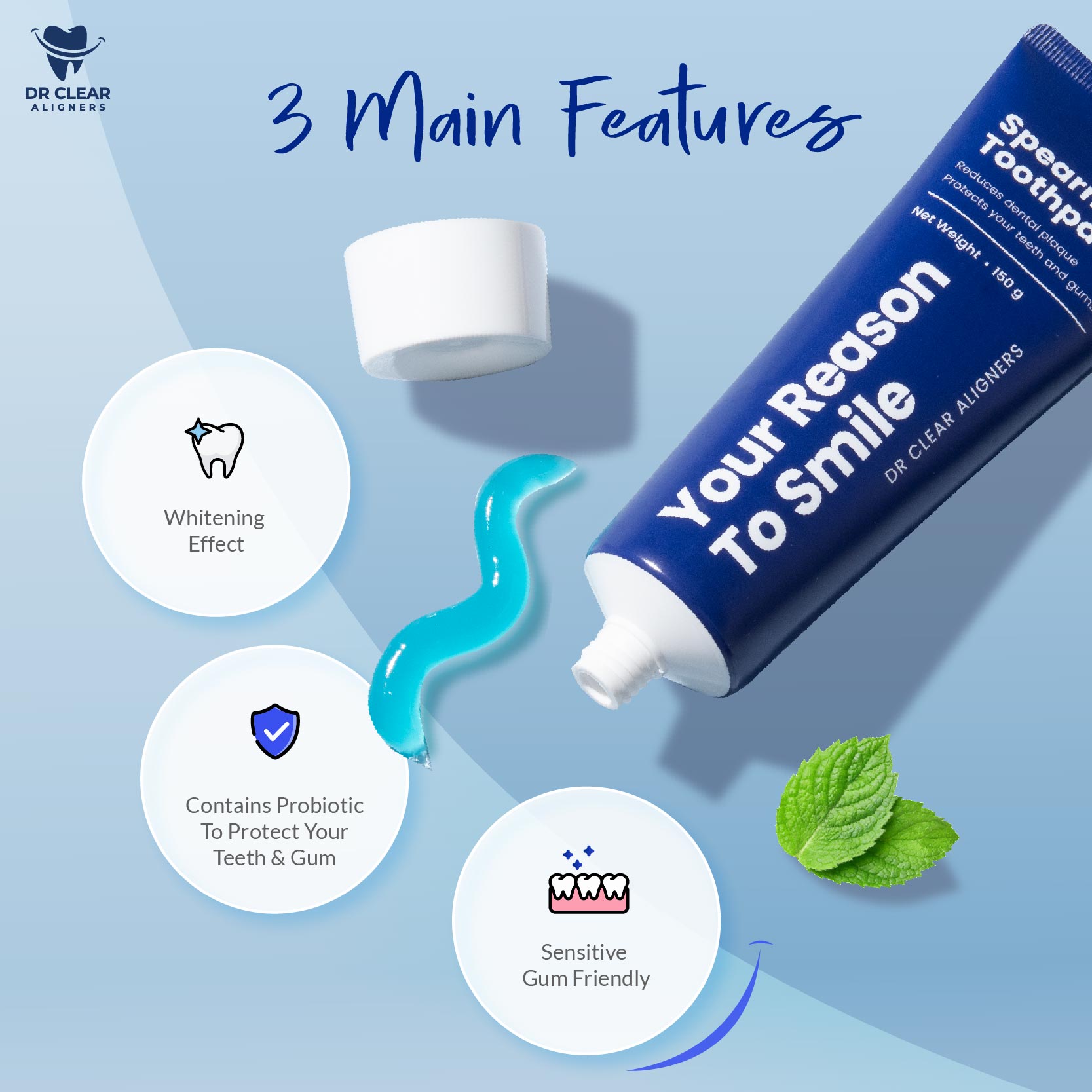 Dr Clear Aligners Spearmint Toothpaste - Dr Clear Aligners MY